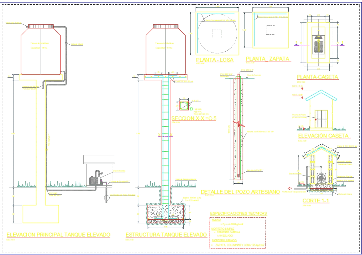 Tanque elevado en AutoCAD | Descargar CAD (107.1 KB) | Bibliocad