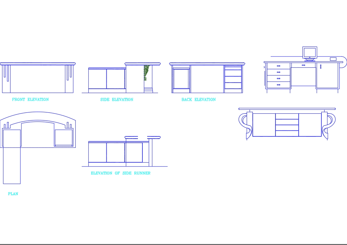 Escritorio en AutoCAD | Descargar CAD (40.5 KB) | Bibliocad