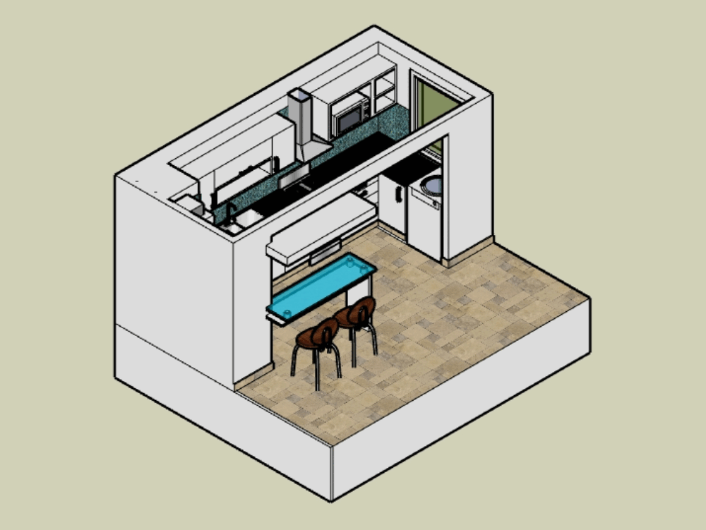Kitchen in SKP | CAD download (629.55 KB) | Bibliocad