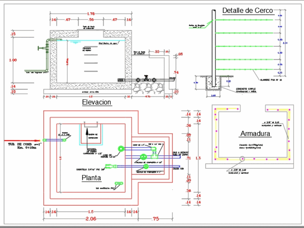 Reservorio 2m3 en AutoCAD | Descargar CAD (260.46 KB) | Bibliocad