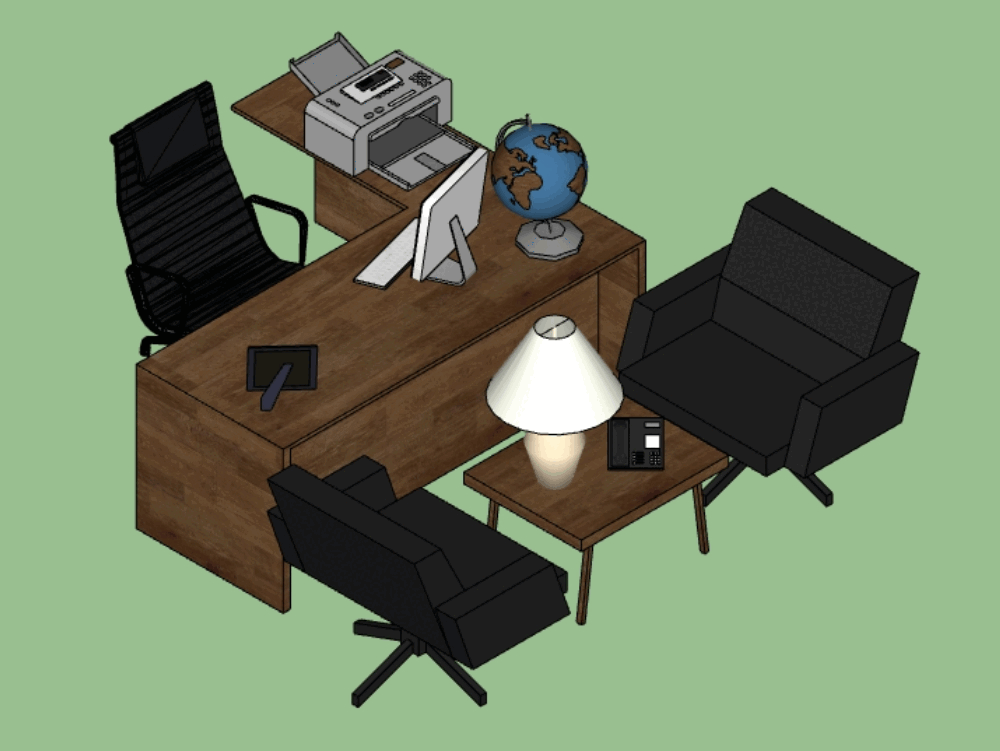 Desk office in SKP | CAD download (560.66 KB) | Bibliocad