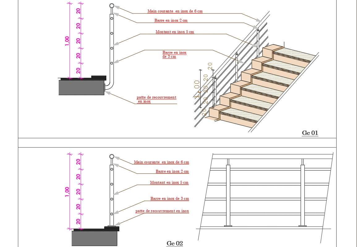 Stair railing in AutoCAD | CAD download (29.59 KB) | Bibliocad