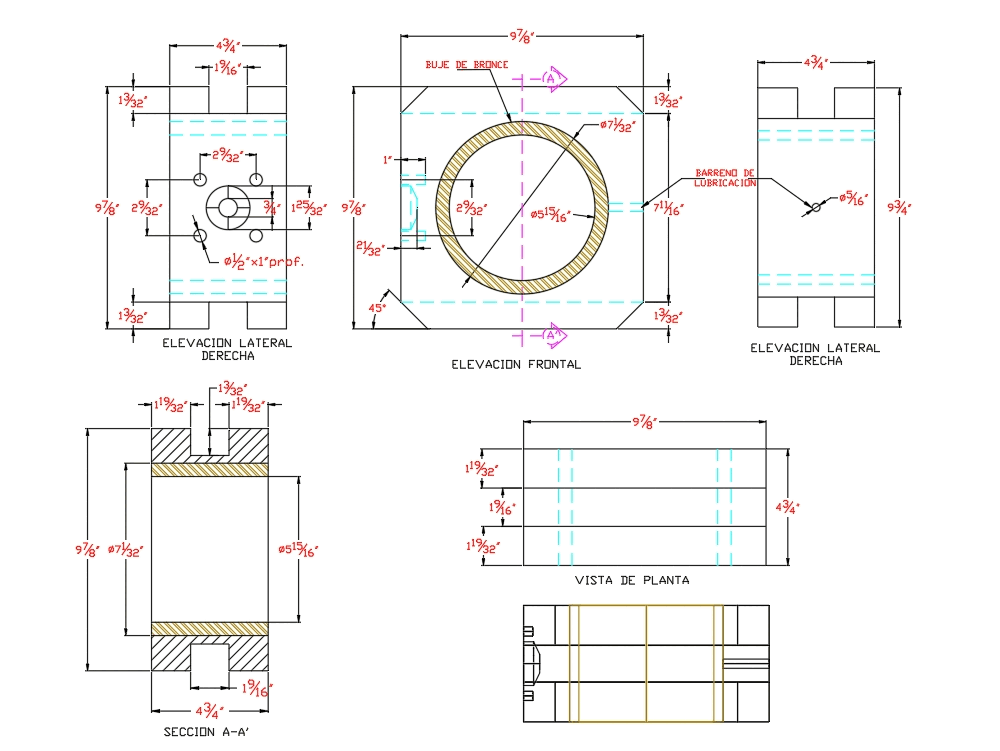 Chumacera conductor donelly en AutoCAD | CAD (97.06 KB) | Bibliocad