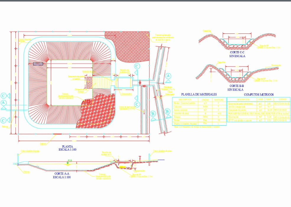 Captacion agua atajado en AutoCAD | Descargar CAD (102.8 KB) | Bibliocad