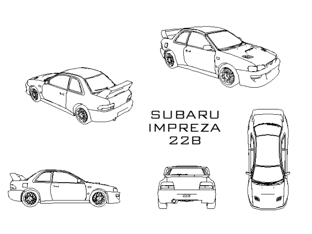 Subaru impreza 22b in AutoCAD | CAD download (664.51 KB) | Bibliocad