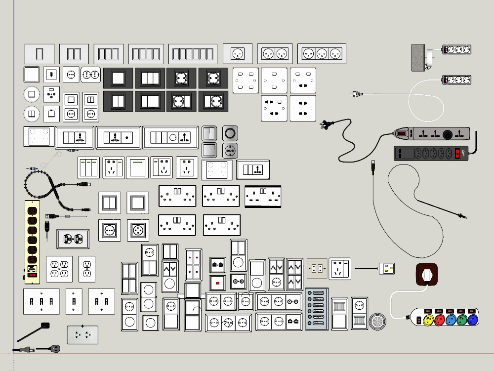 Electrical outlets and switches in SKP | CAD (5.8 MB) | Bibliocad