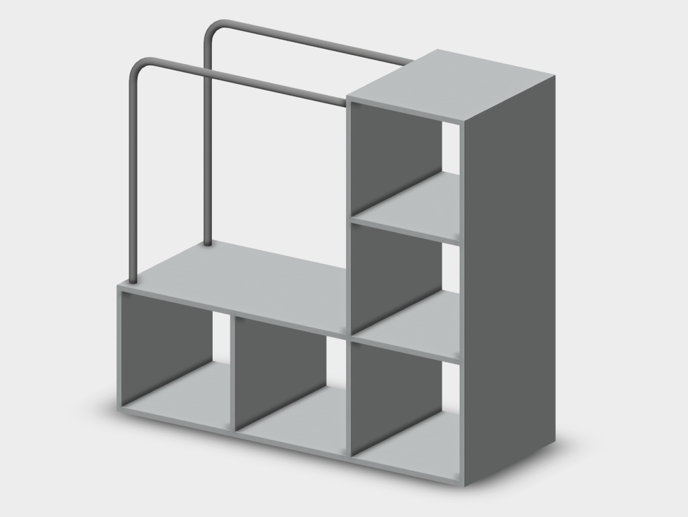 Modular display unit with clothes rack (394.2 KB) | Bibliocad
