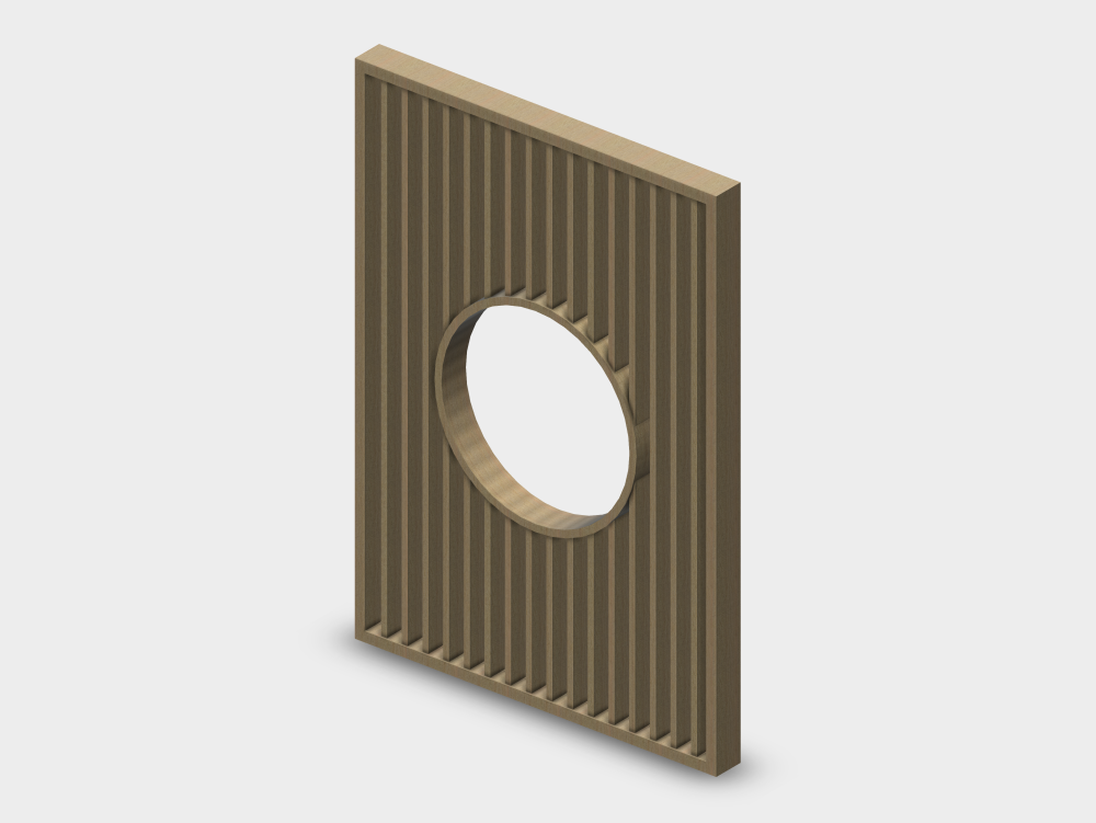 Partition panel with slats and central opening (600.19 KB) | Bibliocad