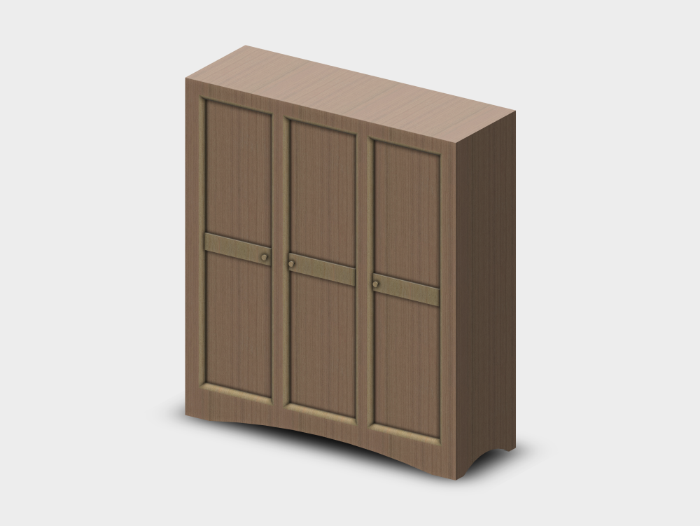 Wooden wardrobe with three doors in RFA | CAD (1.02 MB) | Bibliocad